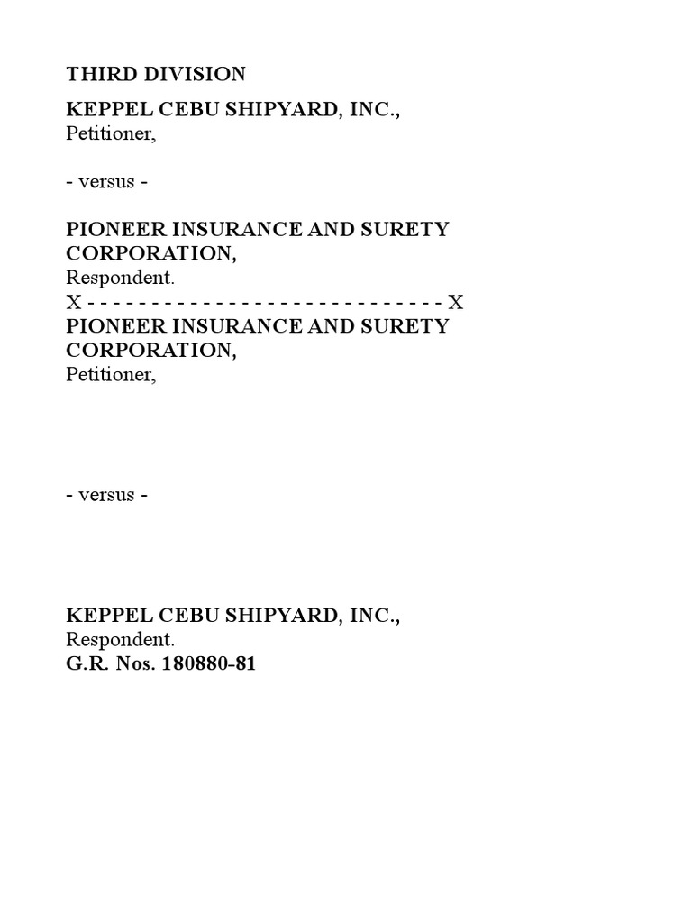 Keppel Cebu Shipyard V Pioneer Insurance Gr180880 81 | PDF ...