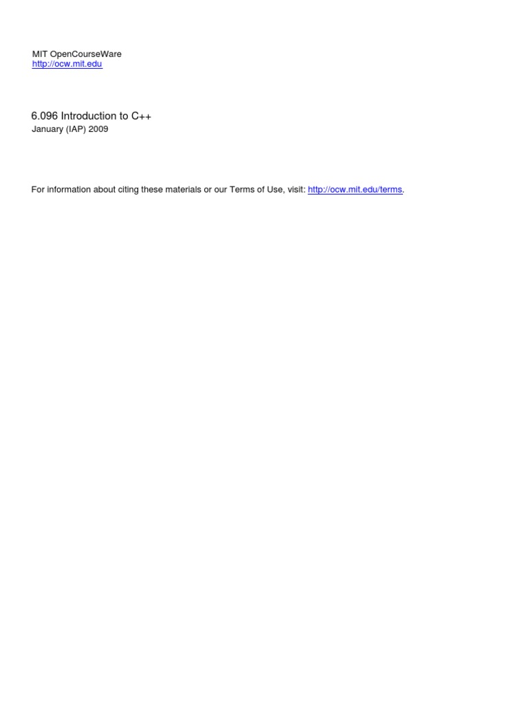 Mit Opencourseware: 6.096 Introduction To C++ | PDF | Subroutine ...