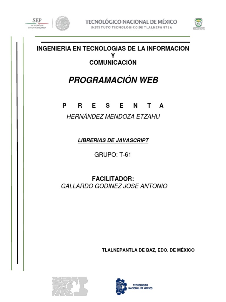 Reporte de Librerias de Javascript | PDF | Bootstrap (marco frontal) | Script Java