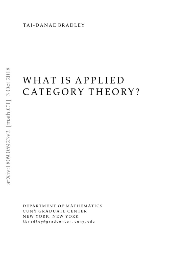What Is Applied Category Theory (2018) - Tai-Danae Bradley | PDF | Group (Mathematics ...