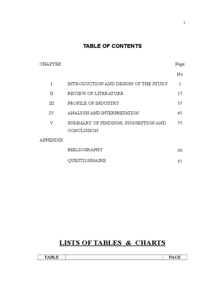 Lists of Tables & Charts | Download Free PDF | Business Economics ...