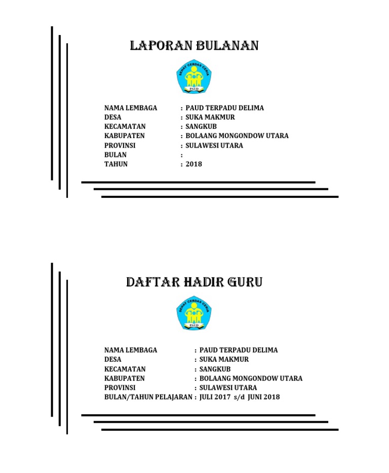 Cover Laporan Paud | PDF