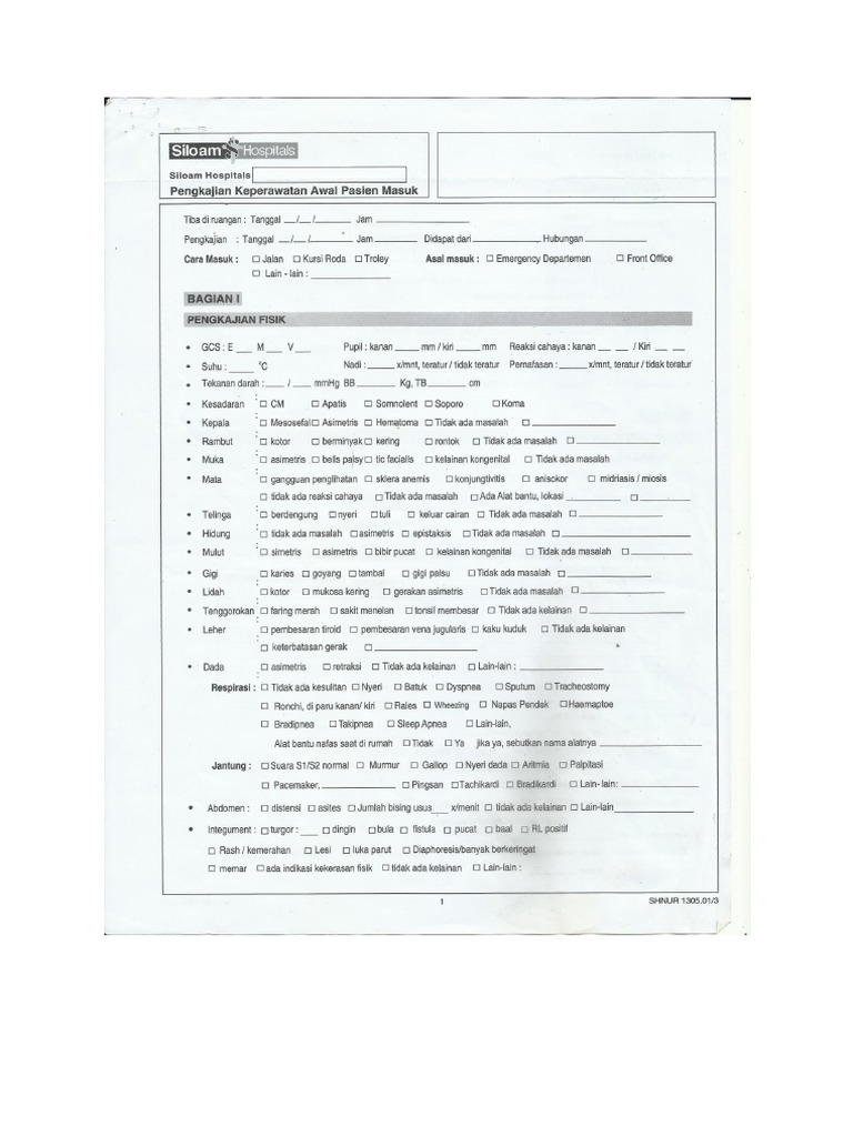 Contoh formAsesmAwal-Prwat RS Siloam PDF | PDF
