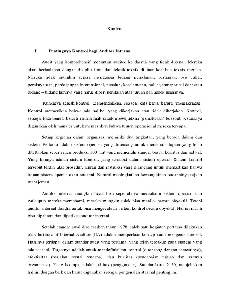 Internal Audit Bab 2 Kontrol | PDF