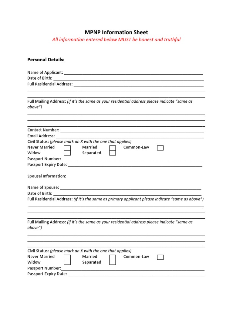Updated MPNP Information Sheet | PDF | Permanent Residence (United ...