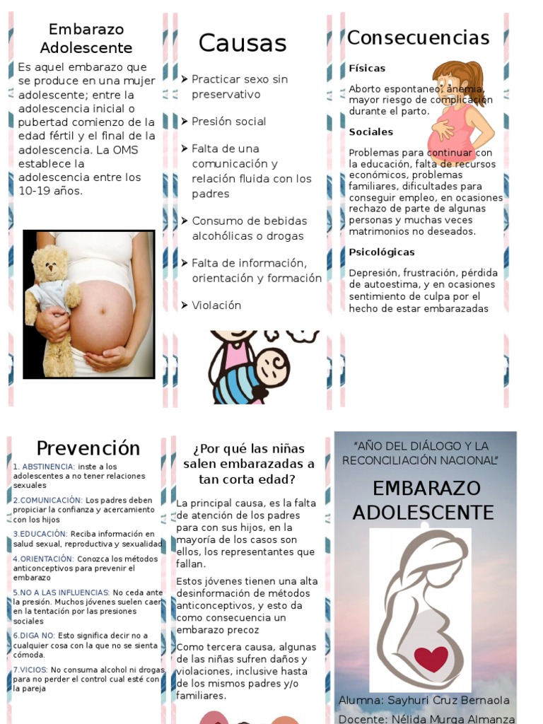 Triptico Embarazo Adolescnte | PDF | Adolescencia | El embarazo