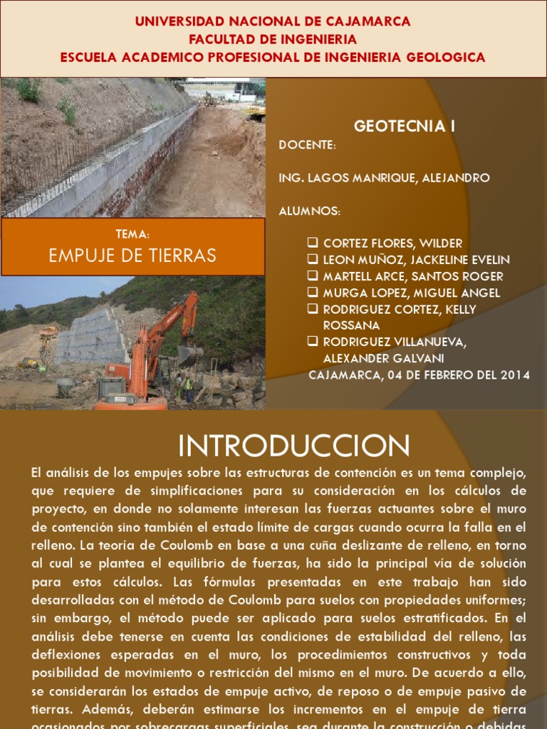 Empuje de Tierras | PDF | Fricción | Mecánica
