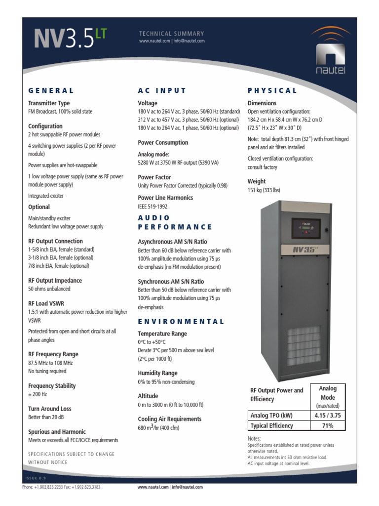 NV3.5 - LT Digital Trasmitter FM | PDF | Power Supply | Alternating Current