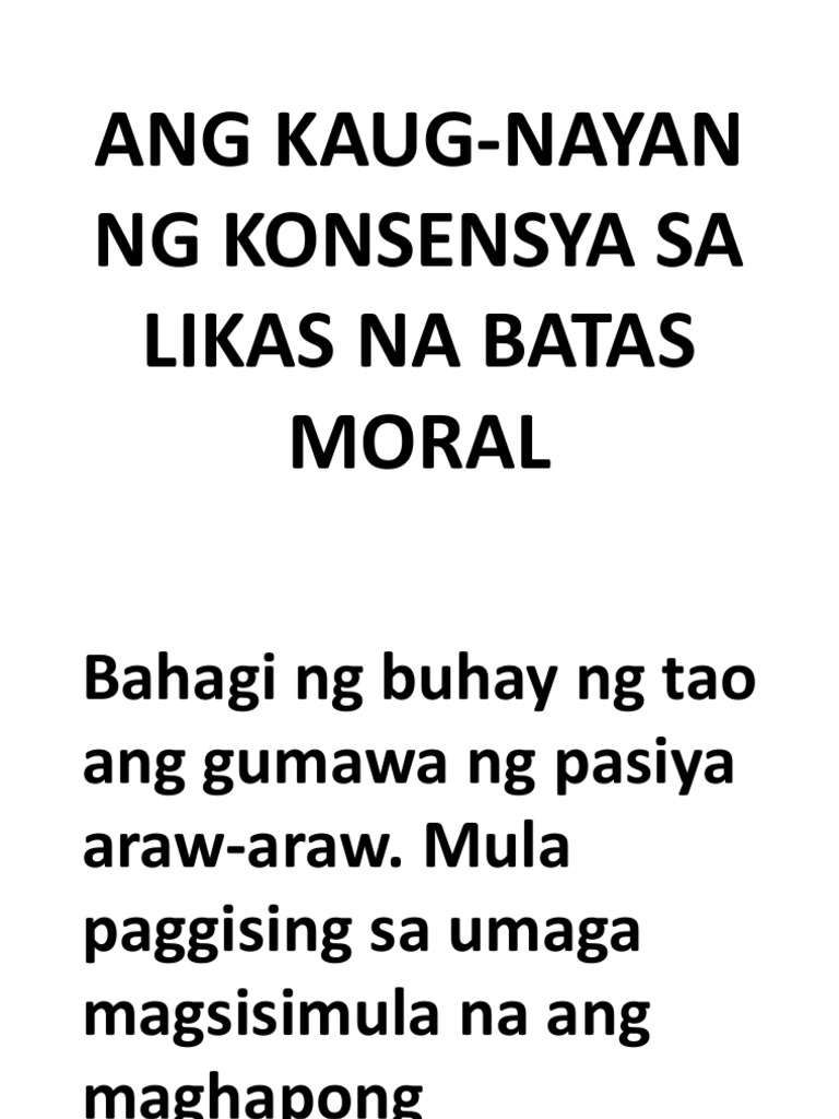 Ang Kauganayan NG Konsensya Sa Likas Na Batas | PDF