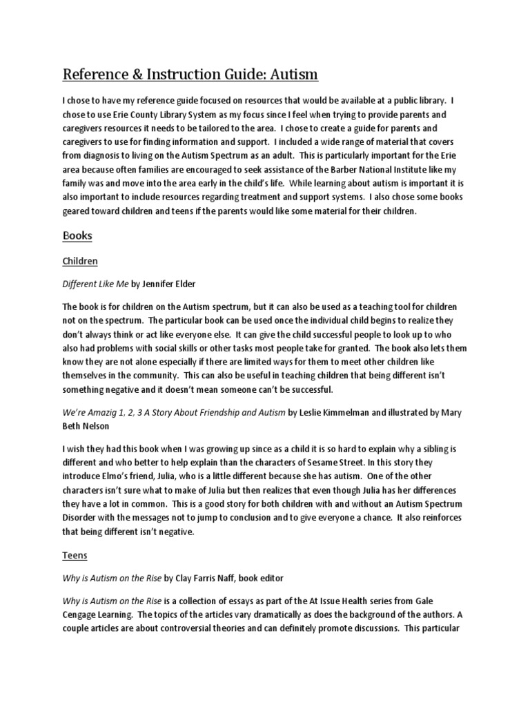 Reference and Instruction Guide - Autism | Download Free PDF | Autism ...