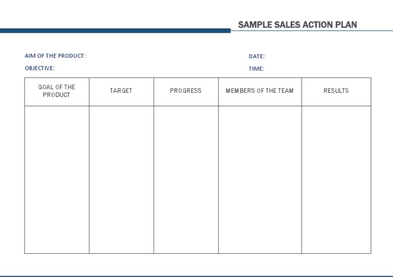 Sample Sales Action Plan: Aim of The Product: Objective: Date: Time | PDF