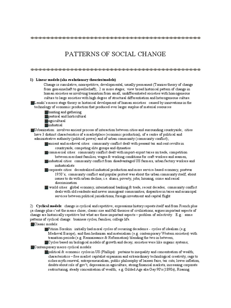 Patterns of Social Change Explained | PDF | City | Business Cycle