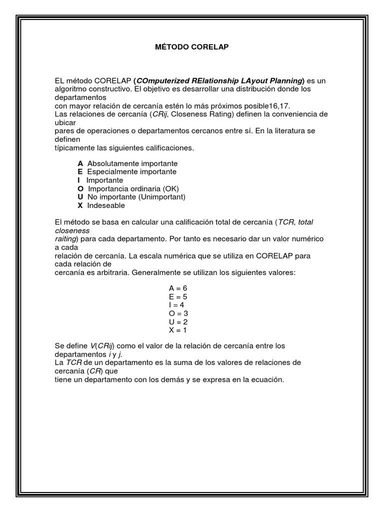 Método CORELAP para Distribución Eficiente | PDF | Software | Áreas de ...