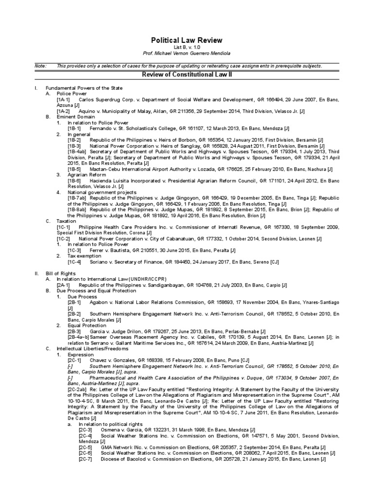 Political Law Review Syllabus2 PDF | PDF | Commission On Elections (Philippines) | Public Law