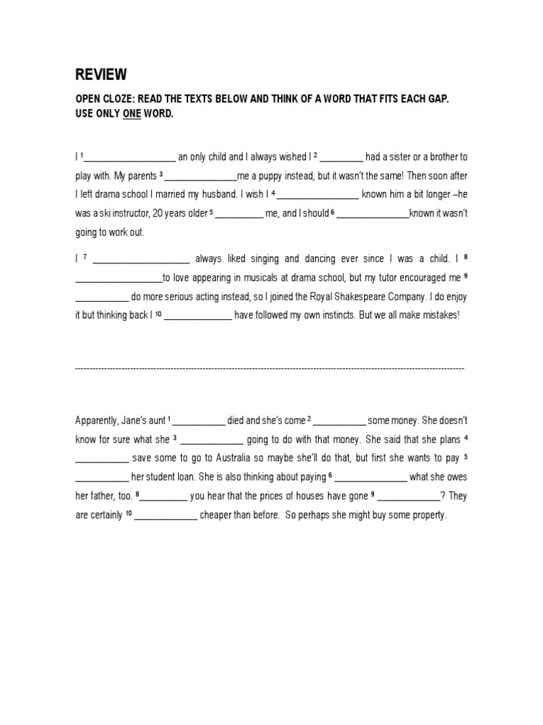 Open Cloze - Task | PDF