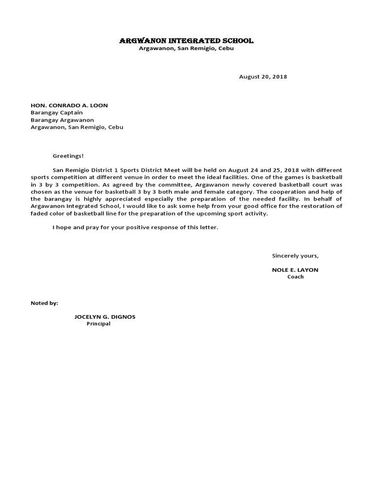 Basketball Request Letter | PDF | Sports | Leisure
