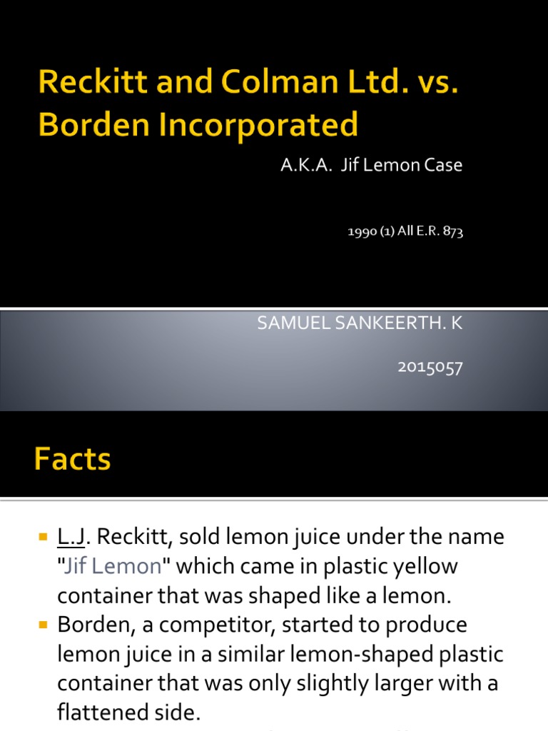 Rekitt and Colman - Jif Lemon Case Analysis | PDF