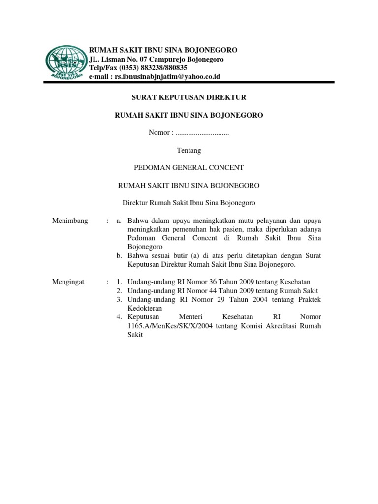 HPK 5 EP 1-SK Direktur Pedoman General Consent | PDF HPK 5 EP 1-SK Direktur Pedoman General Consent | PDF