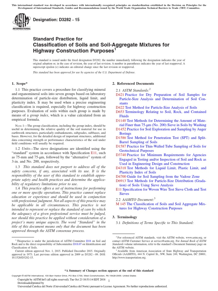 ASTM D3282-15-Standard Practice For Classification of Soils and Soil ...