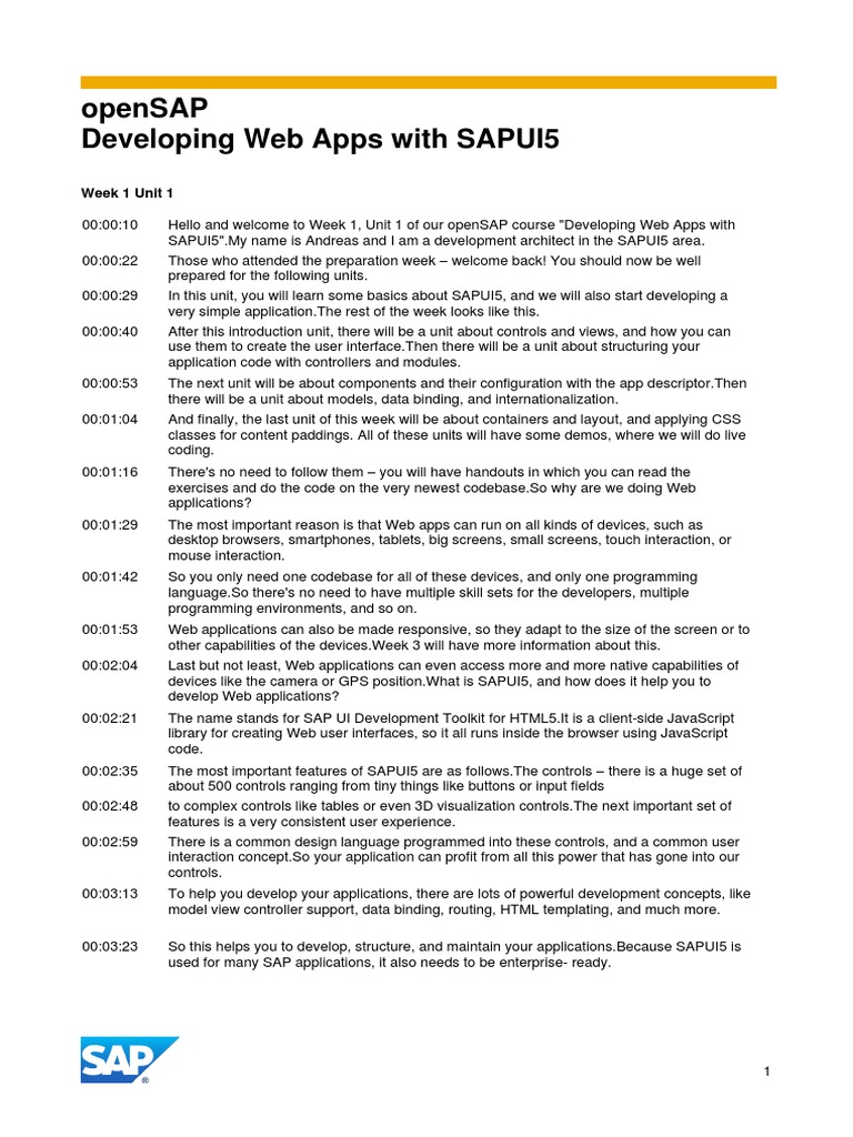 OpenSAP Ui51 Week 1 Unit 1 ISU Exercises | PDF | Web Application | Json