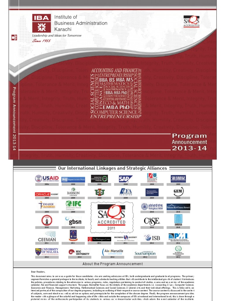 IBA Program Announcement 2013 14 Final | PDF | Academic Degree | Accountant