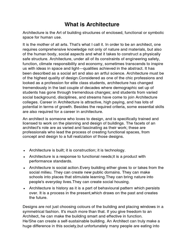 Architecture Is The Art of Building Structures of Enclosed | PDF ...