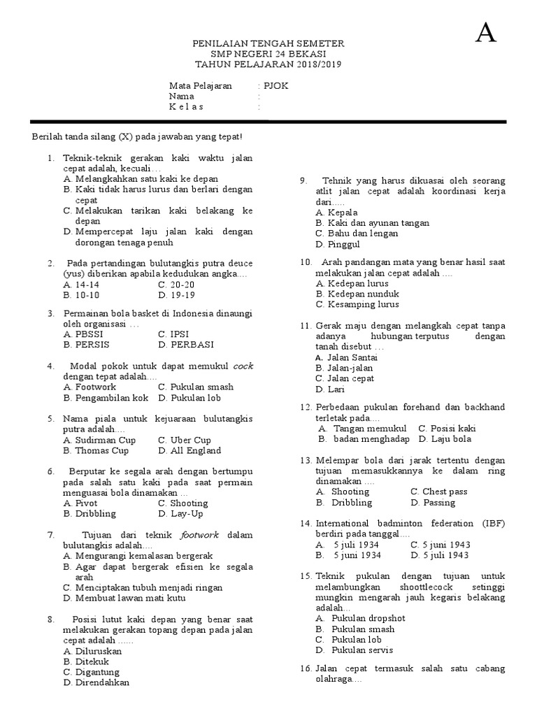 Contoh Soal PTS SMP | PDF