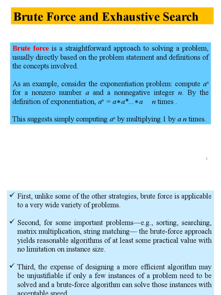 Brute Force Algorithms Explained | PDF | Exponentiation | Theoretical ...