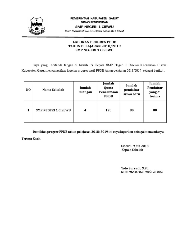 Laporan Progres PPDB | PDF