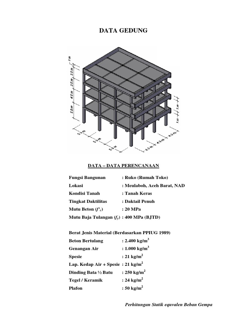 Perhitungan Statik Equivalen Beban Gempa | PDF
