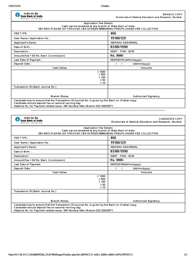 Challan Sbi | PDF | Financial Technology | Finance & Money Management