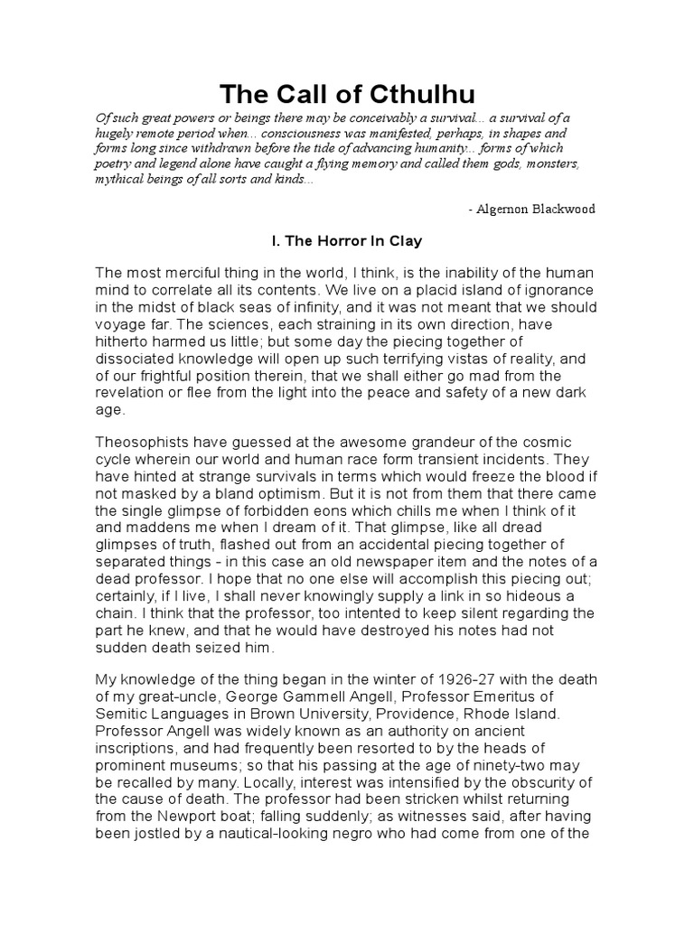 H.P.Lovecraft-The Call of Cthulhu | PDF | Dream