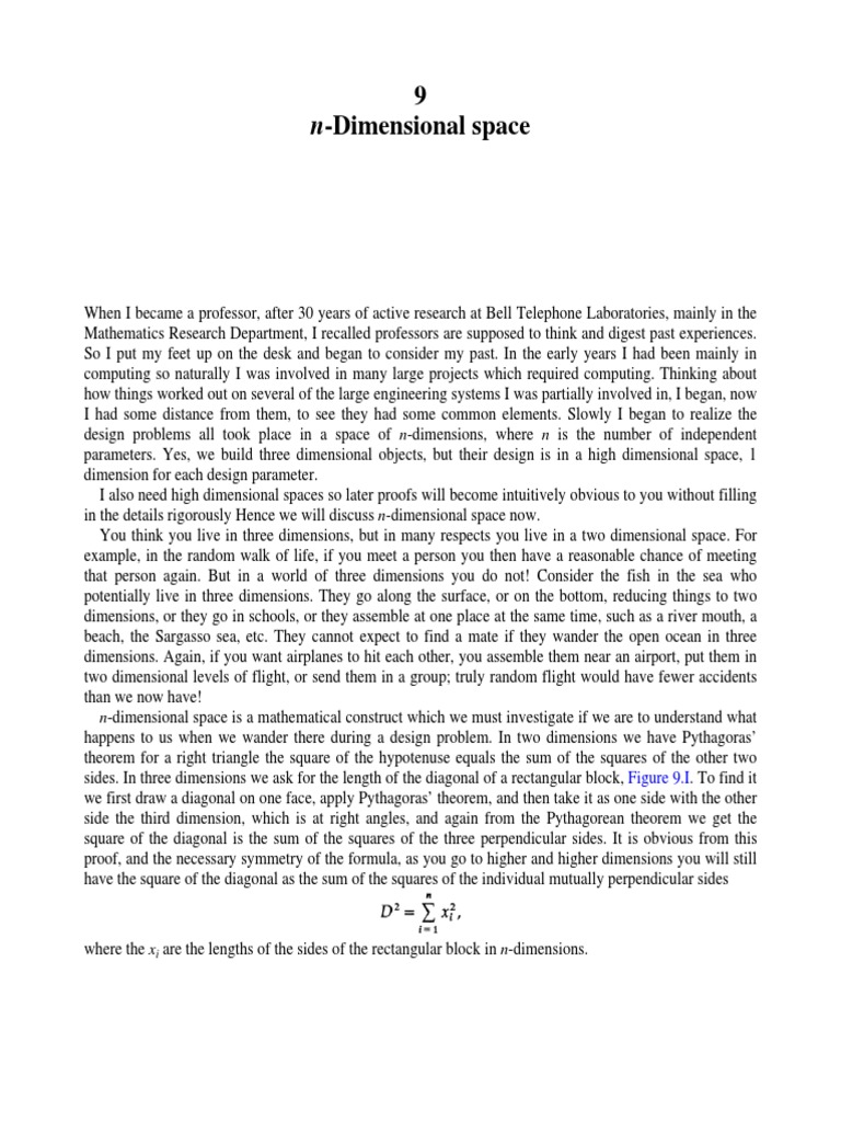 N Dimensional Space | Download Free PDF | Sphere | Dimension