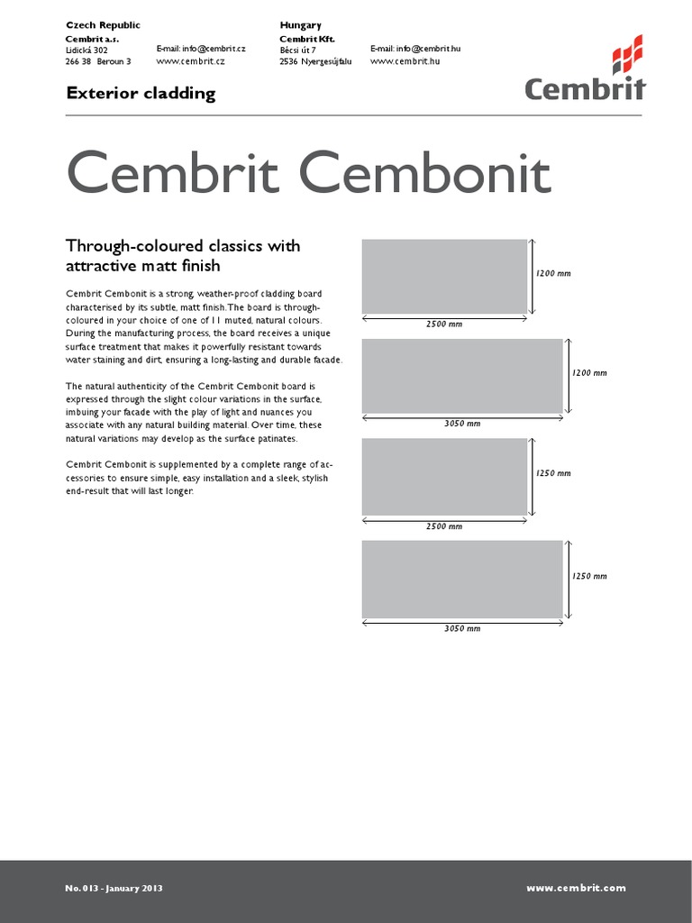 Cembrit Cembonit: Exterior Cladding | PDF | Building Materials ...