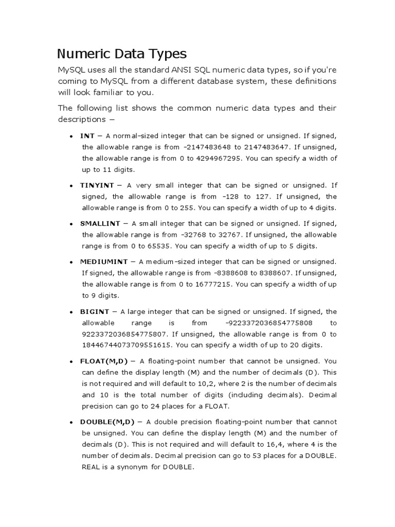Data Types | PDF | String (Computer Science) | Integer (Computer Science)