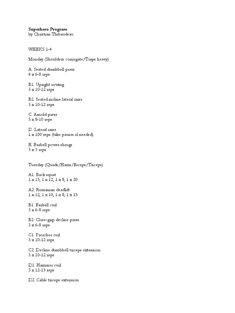 Superhero Program | PDF | Physical Exercise | Recreation