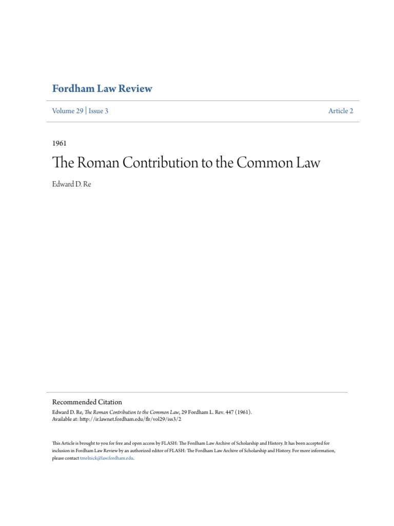 The Roman Contribution | PDF | Roman Law | Jurisprudence