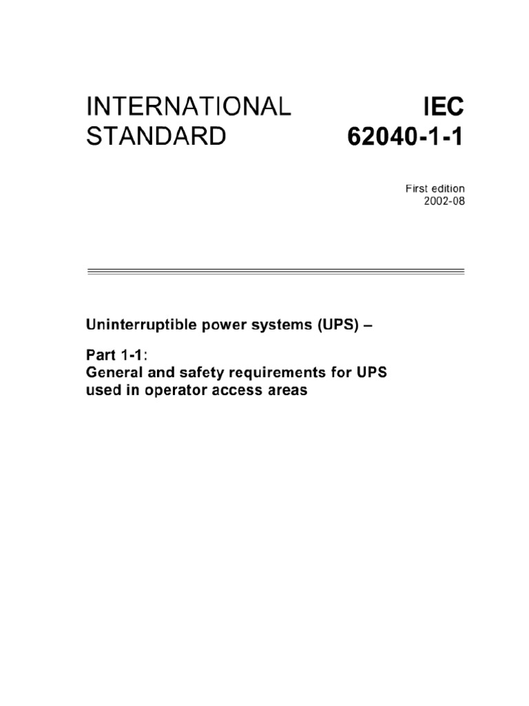 Iec 62040-1-1 | PDF
