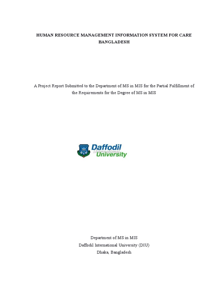 MIS Project Report On NGO Care Bangladesh | PDF | Human Resource ...