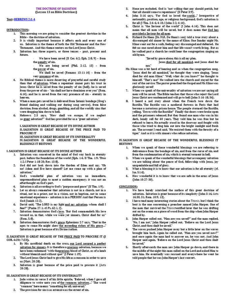 The Doctrine of Salvation | PDF | Repentance | Penance