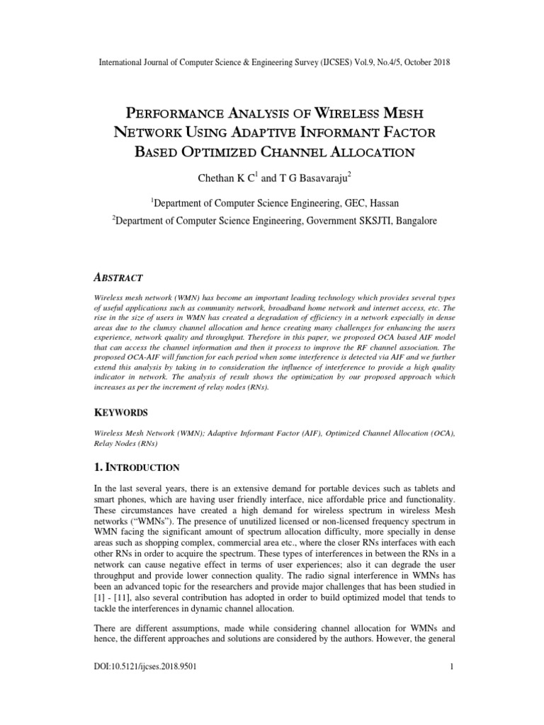 Performance Analysis Of Wireless Mesh Network Using Adaptive Informant Factor Based Optimized