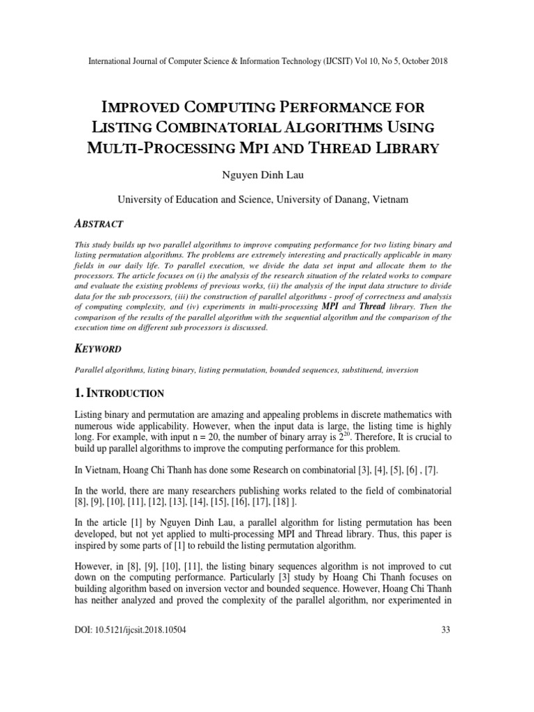 Improved Computing Performance For Listing Combinatorial Algorithms Using Multi-Processing Mpi ...