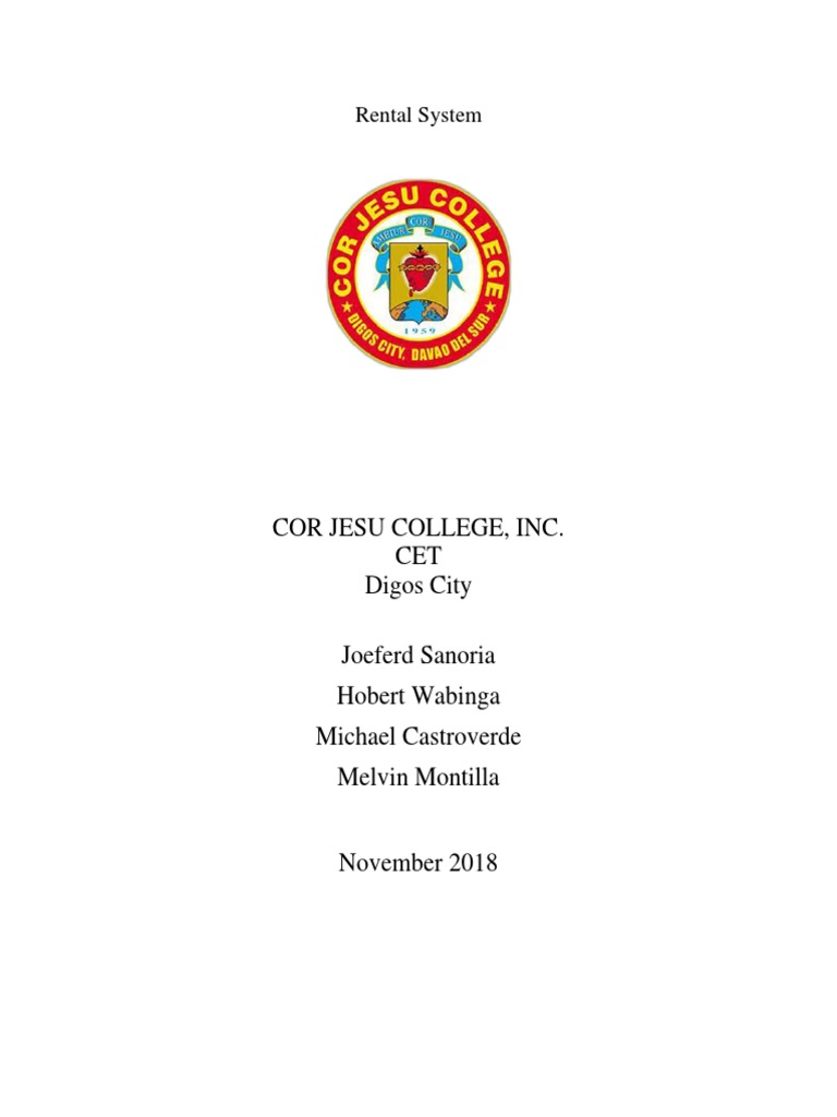 Cor Jesu College, Inc. CET Digos City: Rental System | PDF | Computers