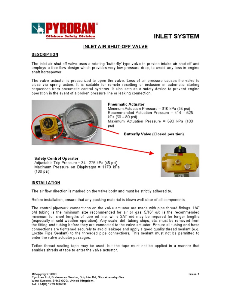 2B) Inlet Air Shut-Off Valve | PDF | Valve | Actuator