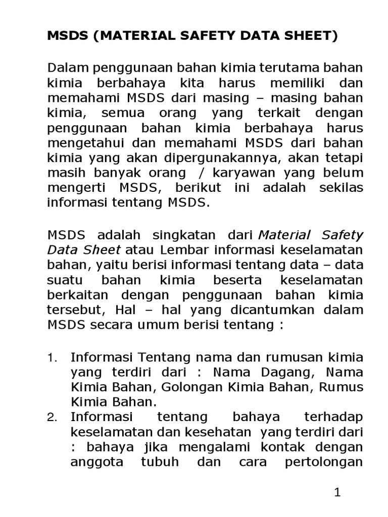 (Materi 5) MSDS | PDF