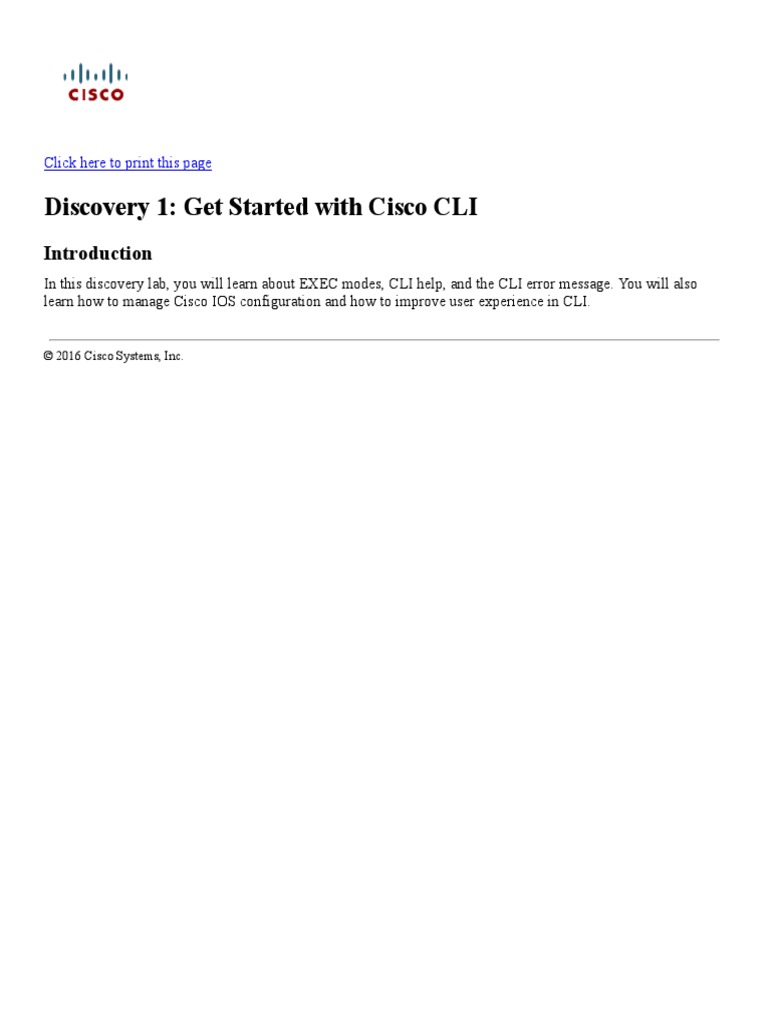 01-Intro-Get Started With Cisco CLI | PDF