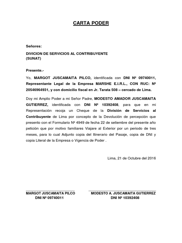 Carta Poder Simple y Notarial | PDF