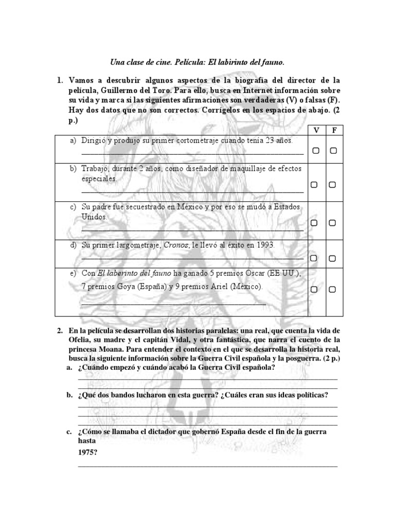 Trabalho El Laberinto Del Fauno | PDF | Ocio