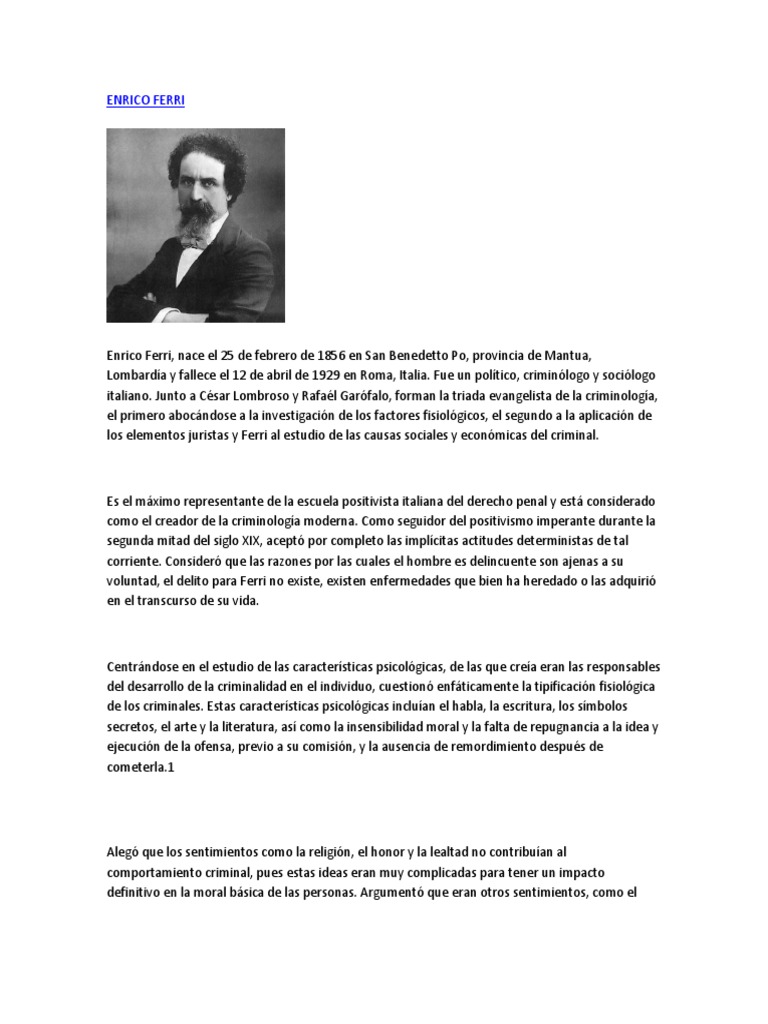 Aportes de Enrico Ferri a la Criminología | PDF | Sociología | Thriller ...