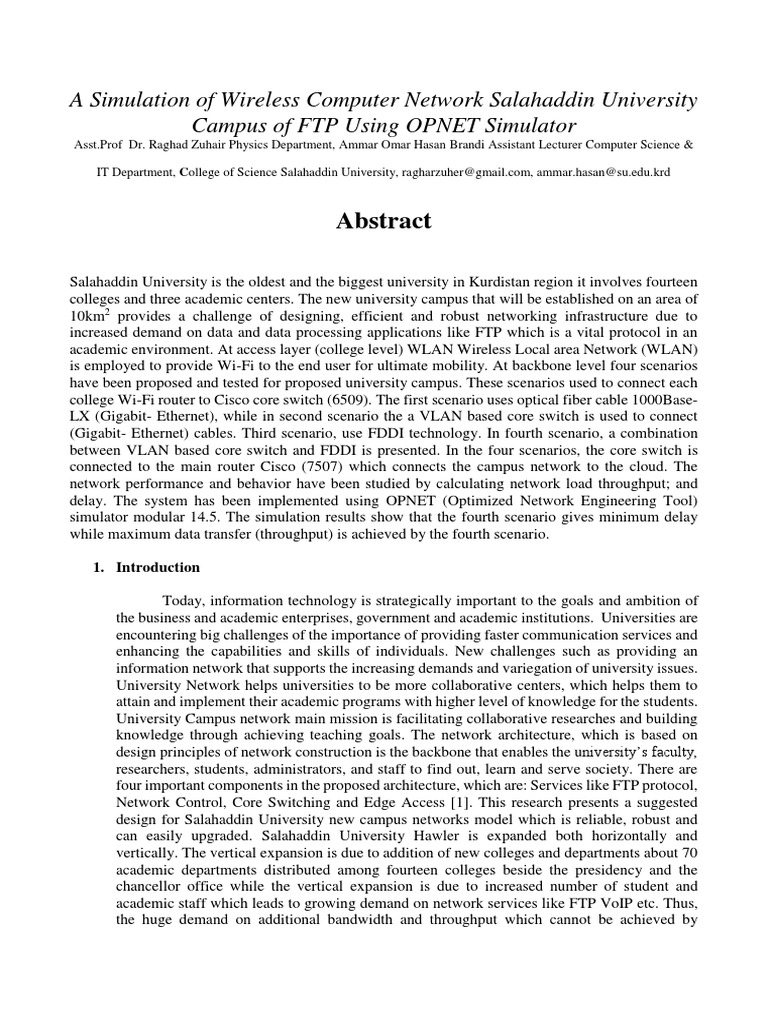 A Simulation of Wireless Computer Network Salahaddin University Campus ...